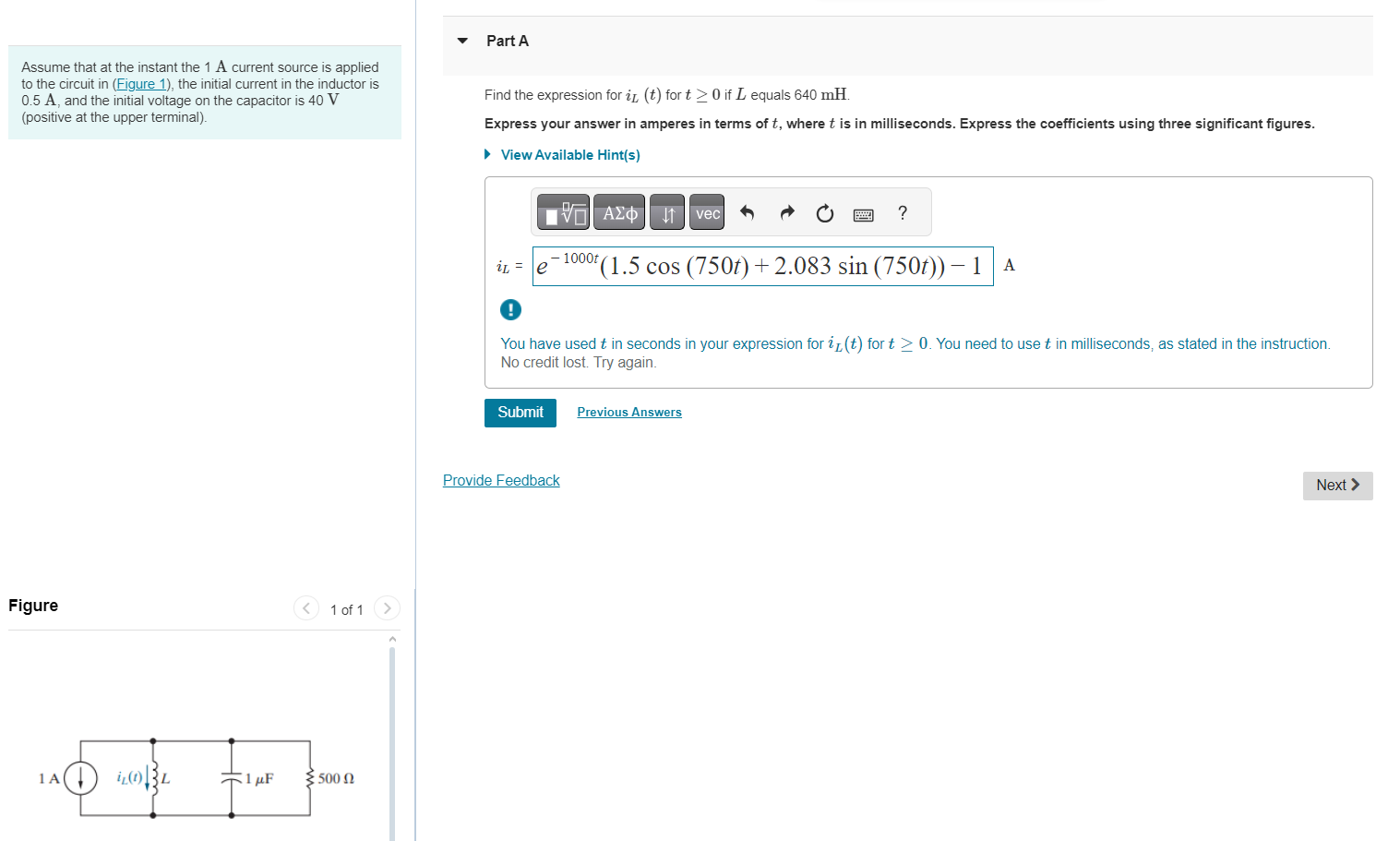 Solved Assume that at ﻿the instant the 1 ﻿A current source | Chegg.com