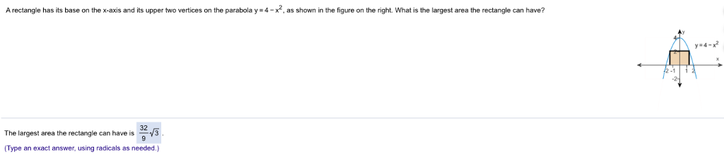 Solved A rectangle has its base on the x-axis and its upper | Chegg.com