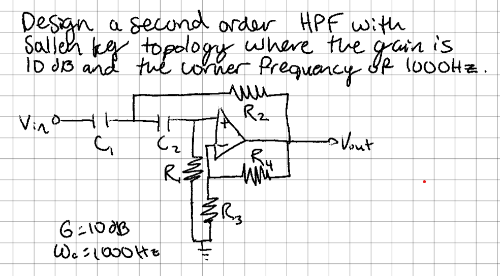 Solved Design a second order HPF with Sallen-Key topology | Chegg.com