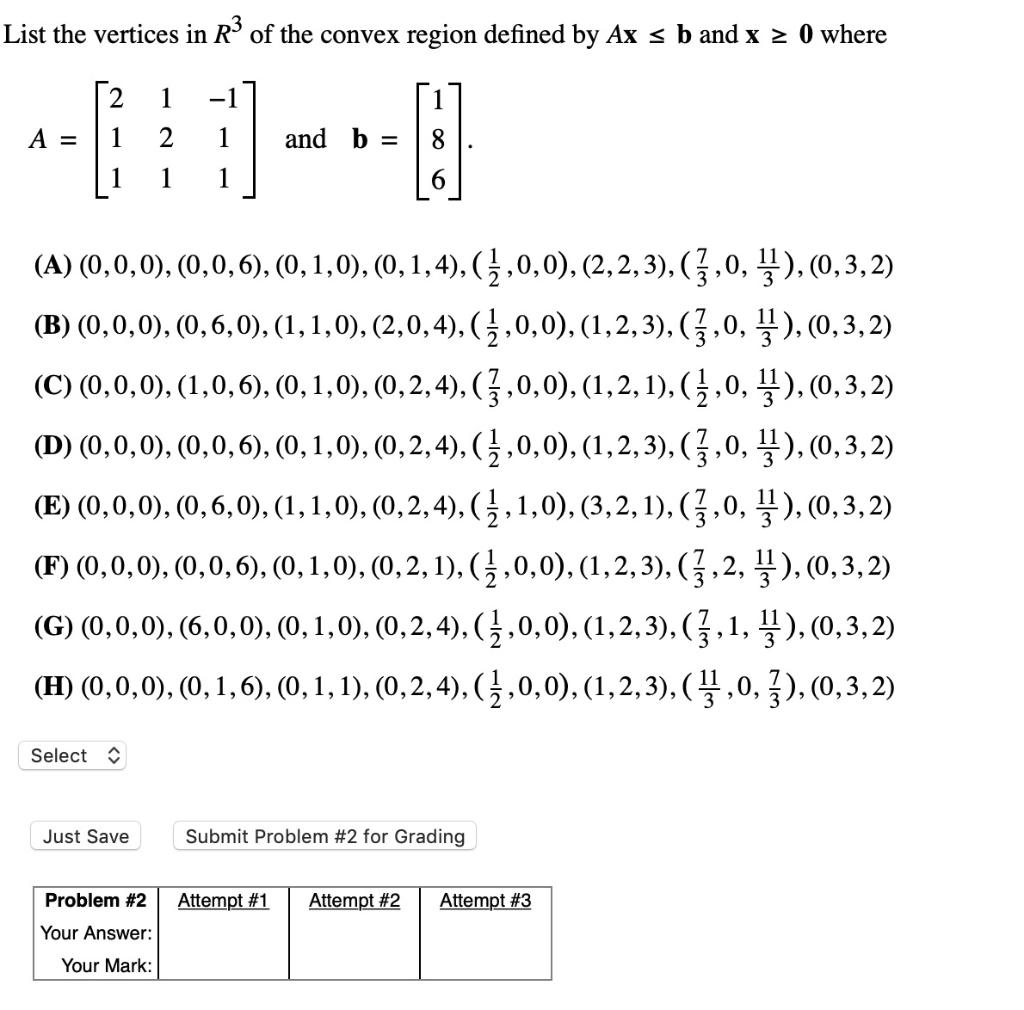 Solved List the vertices in R3 of the convex region defined | Chegg.com