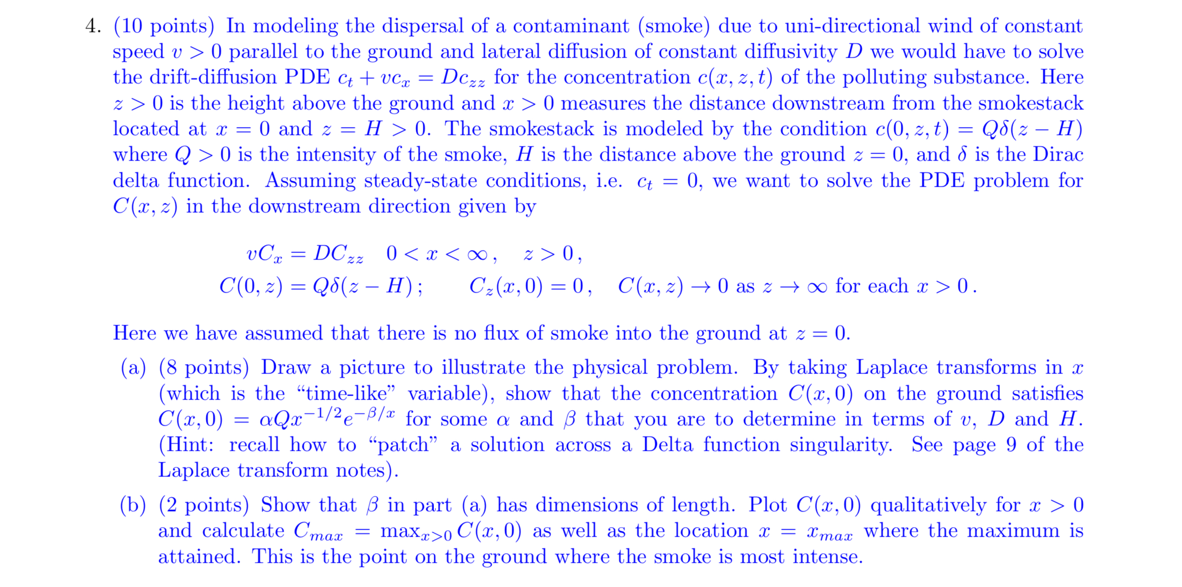 Solved (10 ﻿points) In ﻿modeling the dispersal of ﻿a | Chegg.com