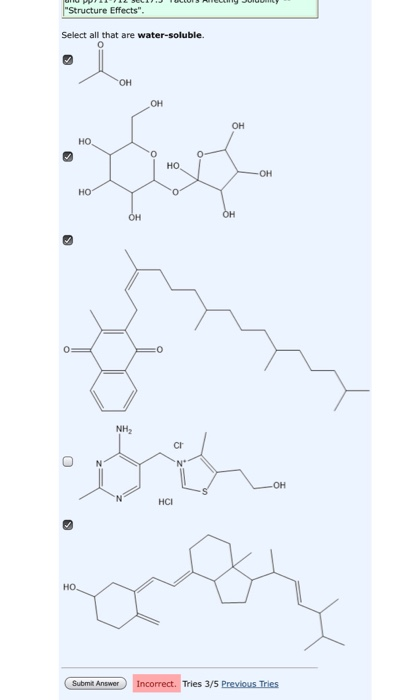 Solved Structure Effects Select all that are water-soluble. | Chegg.com