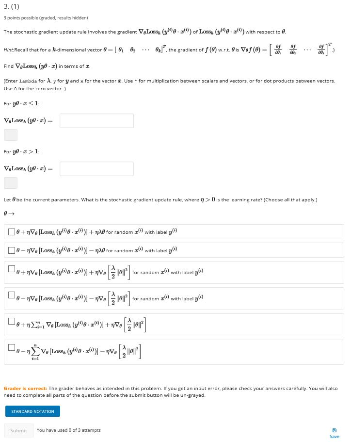 Problem 3 Bookmark this page Stochastic gradient | Chegg.com