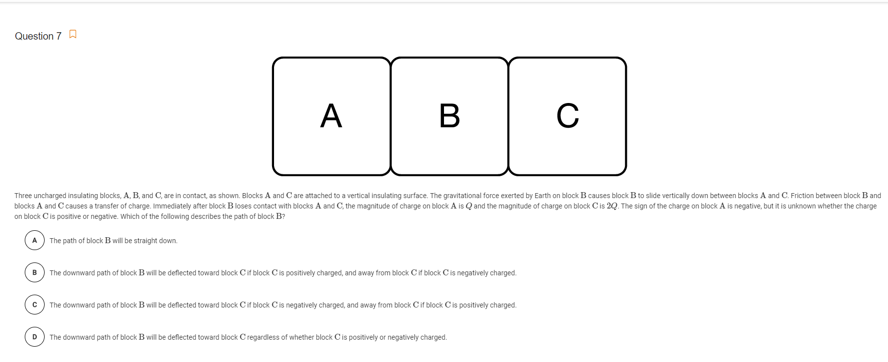 Solved Question 7 a ABC Three uncharged insulating blocks, | Chegg.com