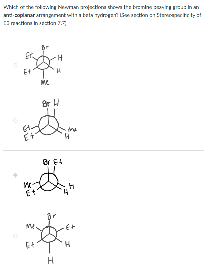 Solved Which of the following Newman projections shows the | Chegg.com