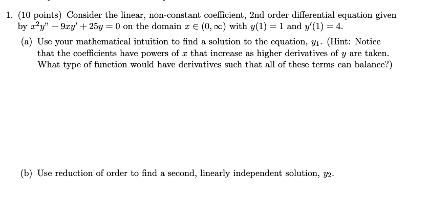 Solved (10 points) Consider the linear, non-constant | Chegg.com