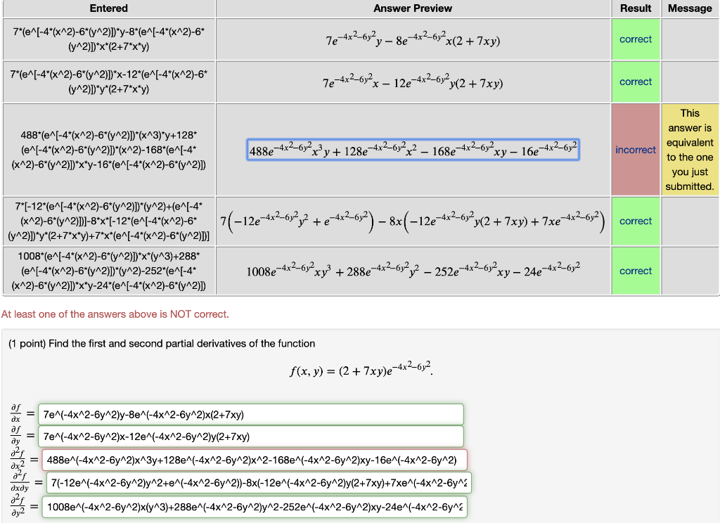 Solved Entered Answer Preview Result Message | Chegg.com