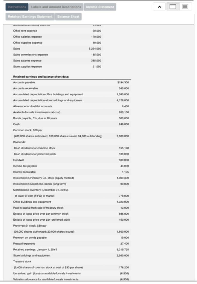 Solved Instructions Labels and Amount Descriptions Income | Chegg.com