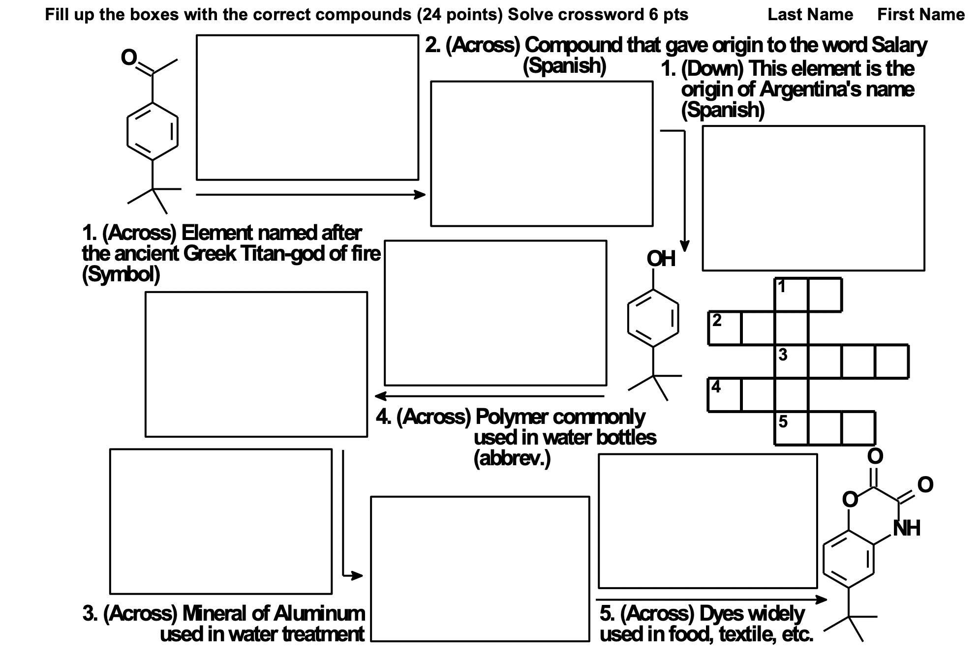 Fill up the boxes with the correct compounds ( 24 | Chegg.com