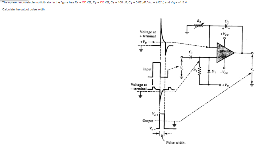 Solved The op-amp monostable multivibrator in the figure has | Chegg.com