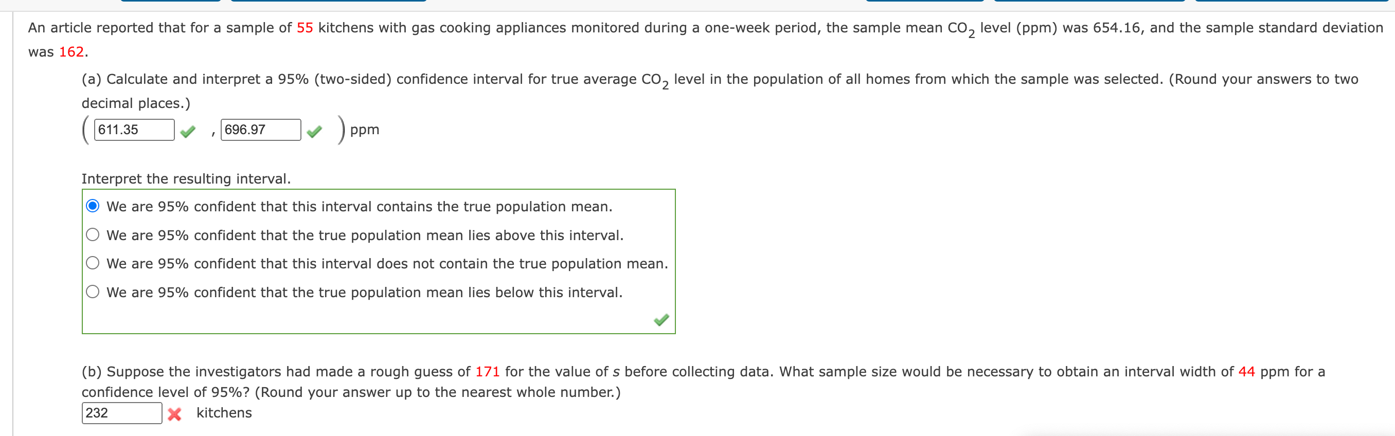 Solved was 162. decimal places.) (∵), Interpret the | Chegg.com