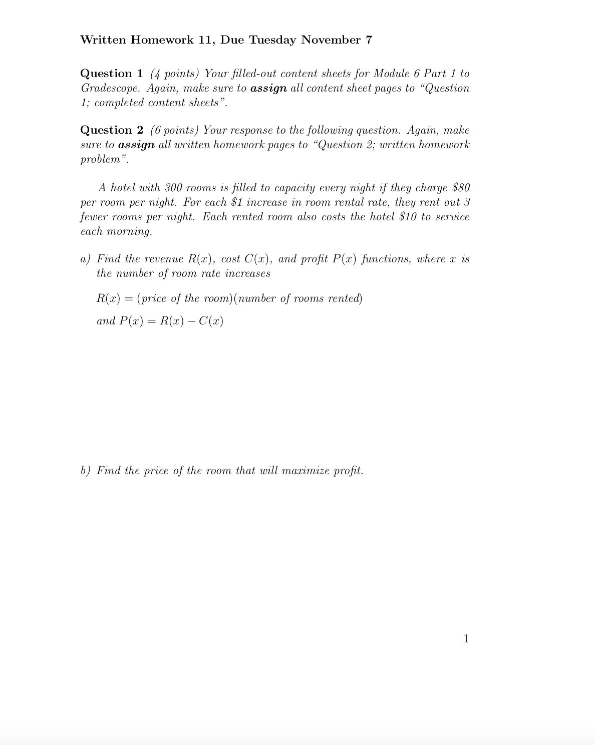 Solved Written Homework 11 Due Tuesday November 7 Question