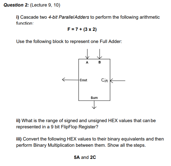 Solved i) Cascade two 4-bit ParallelAdders to perform the | Chegg.com