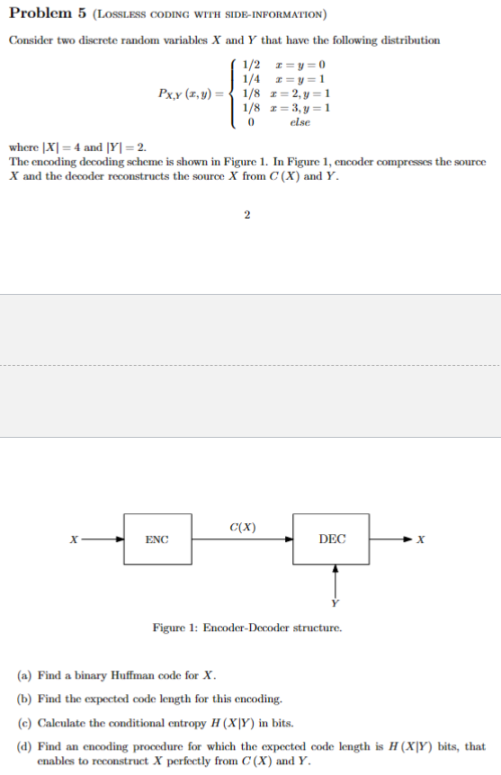 Solved Problem 5 (LOSsless CODING WTTH SIDE-INFORMATION) | Chegg.com