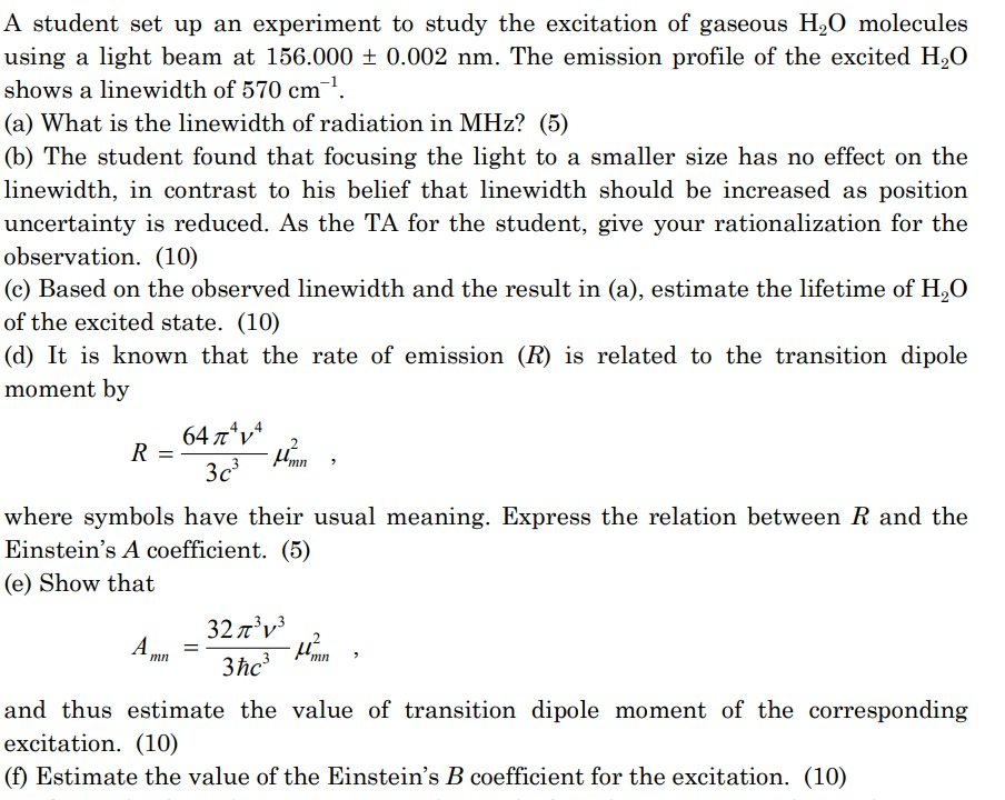 A student set up an experiment to study the | Chegg.com