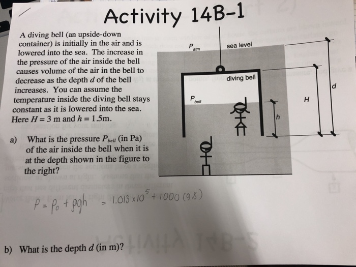Solved Activity 14B-1 A diving bell (an upside-down | Chegg.com