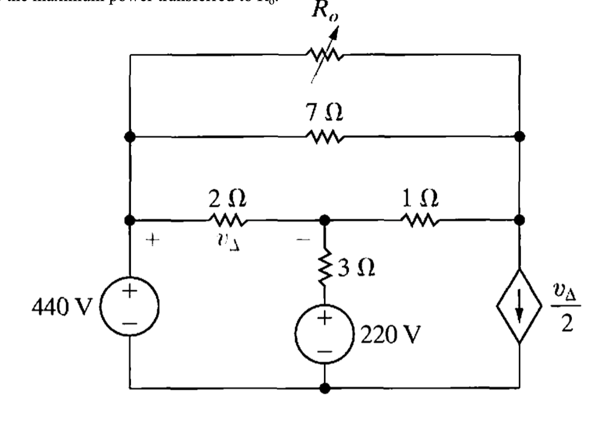 Solved The variable load resistor Rohas been adjusted for | Chegg.com