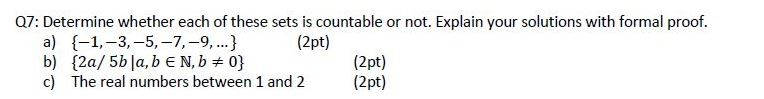 Solved Q7: Determine whether each of these sets is countable | Chegg.com