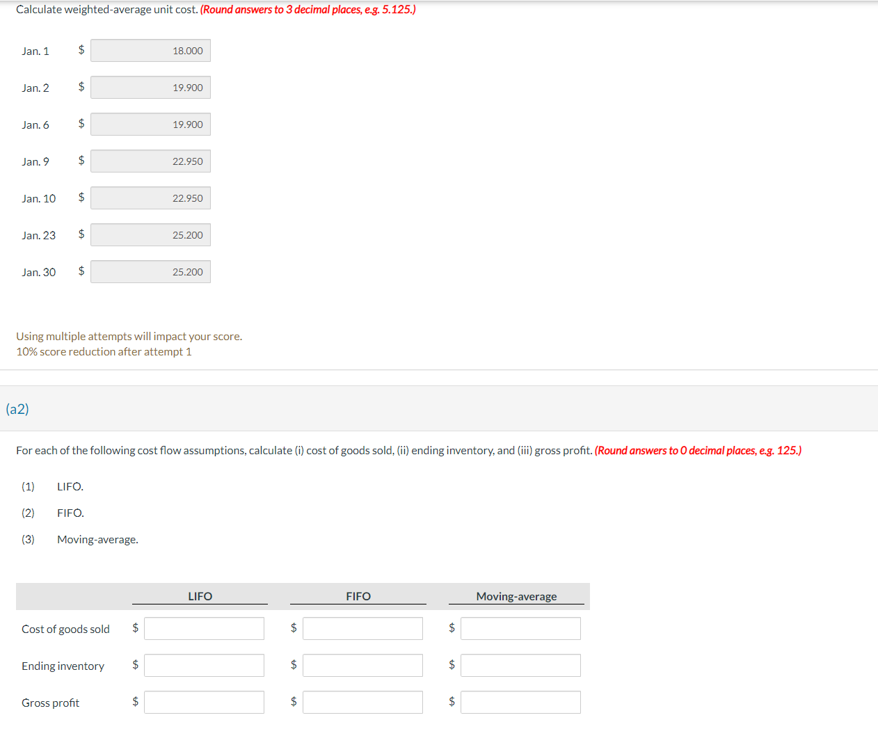 Solved Calculate weighted-average unit cost. (Round answers | Chegg.com
