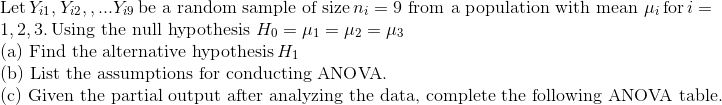 Solved Let Yil, Yi2, , ...Y19 be a random sample of size ni | Chegg.com