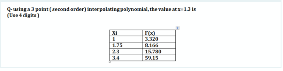 Solved Q-using a 3 point (second order) interpolating | Chegg.com
