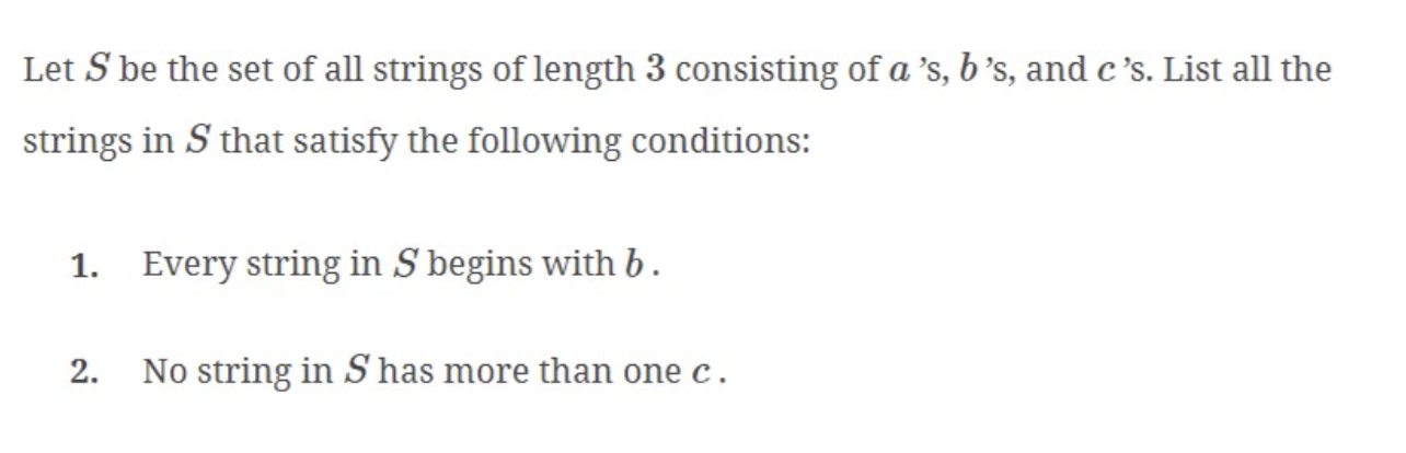 Solved Let S ﻿be the set of all strings of length 3 | Chegg.com