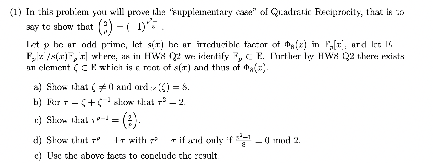 Solved = = (1) In this problem you will prove the | Chegg.com