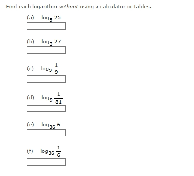 Solved Find each logarithm without using a calculator or | Chegg.com