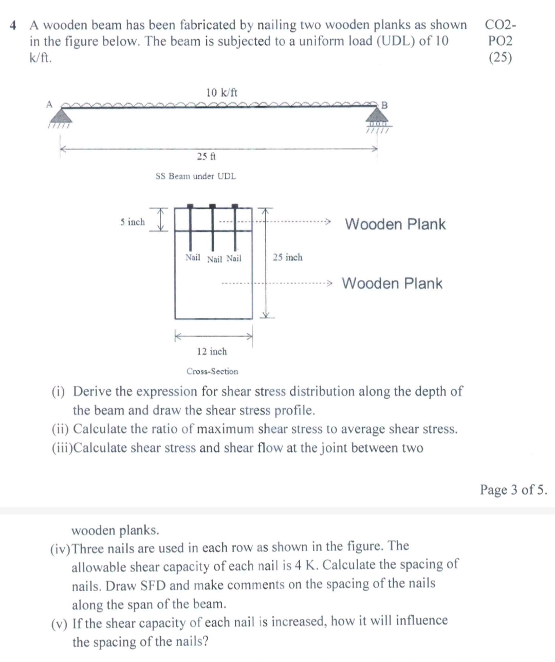 4 ﻿A wooden beam has been fabricated by nailing two | Chegg.com
