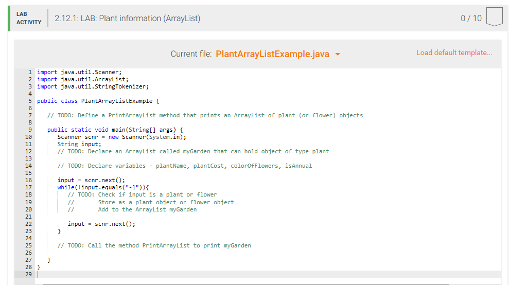 Solved 212 Lab Plant Information Arraylist Given A Pl
