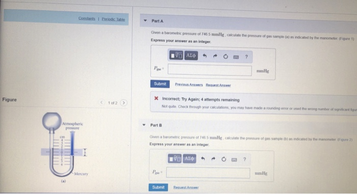 Solved Constants 1 Perodic Table - Part A Given a barometric | Chegg.com