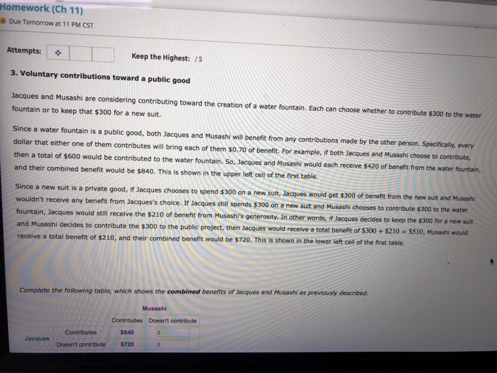Solved Homework (Ch 11) Due Tomorrow at 11 PM CST Attempts: | Chegg.com Solved Homework (Ch 11) Due Tomorrow at 11 PM CST Attempts: | Chegg.com