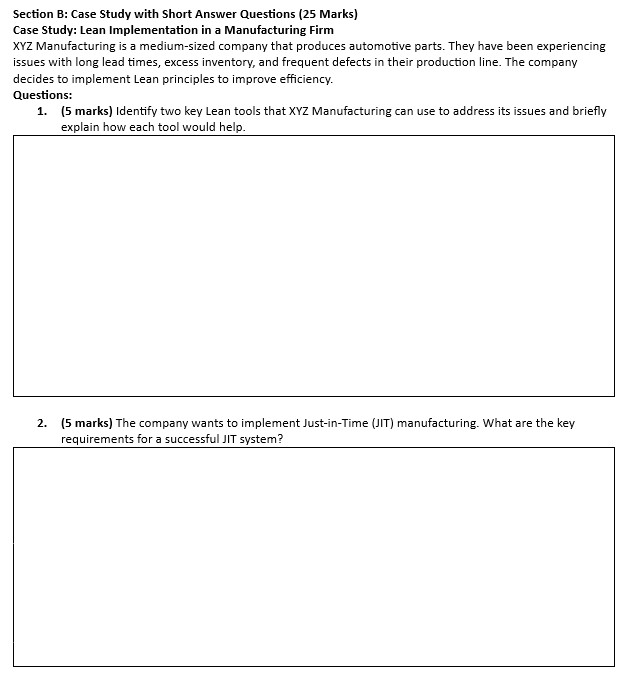 Solved Section B: Case Study with Short Answer Questions (25 | Chegg.com