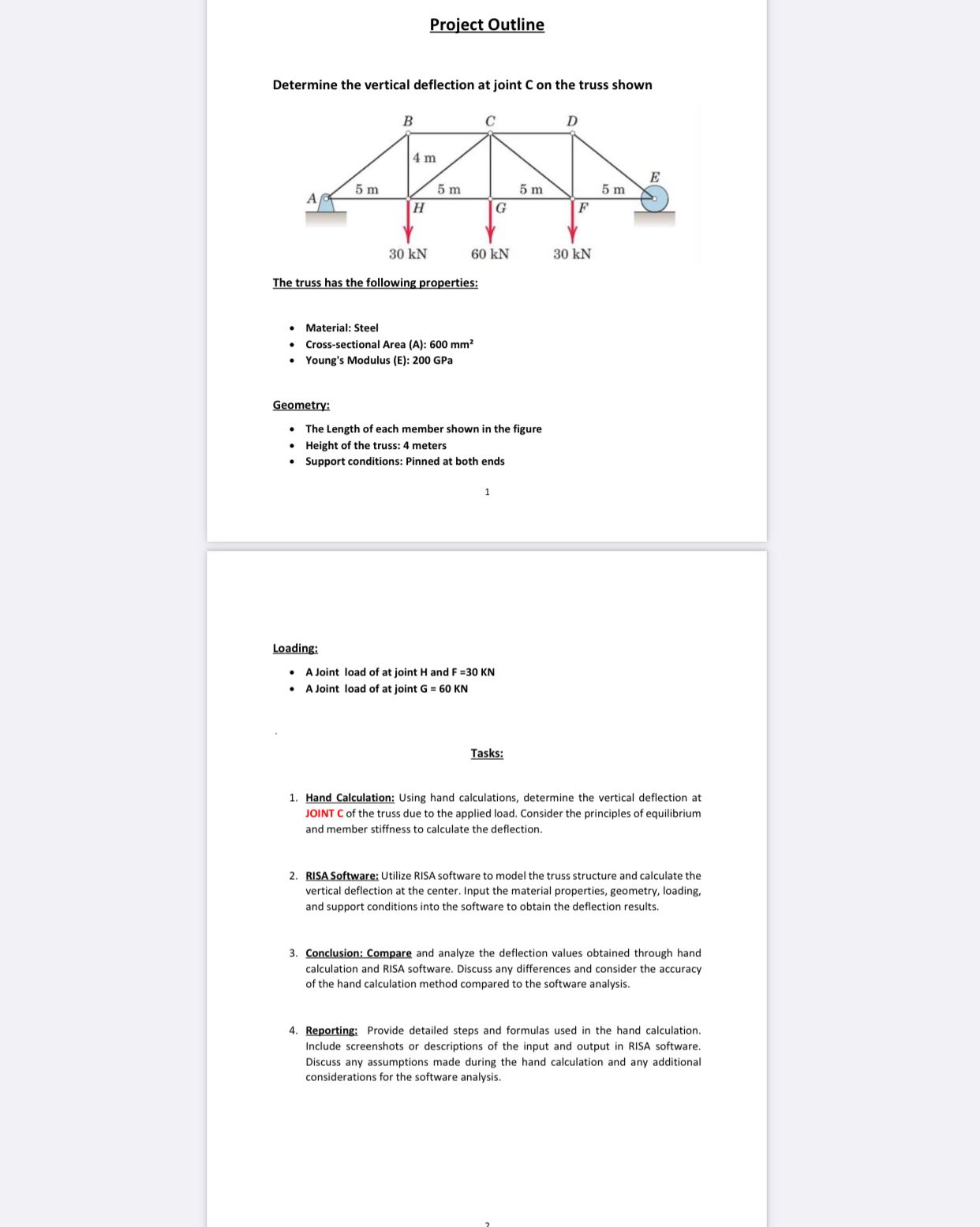 Project OutlineDetermine the vertical deflection at | Chegg.com