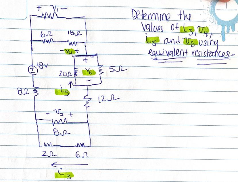 Solved Determine the valves of i3, v4, i5, and v6 using | Chegg.com
