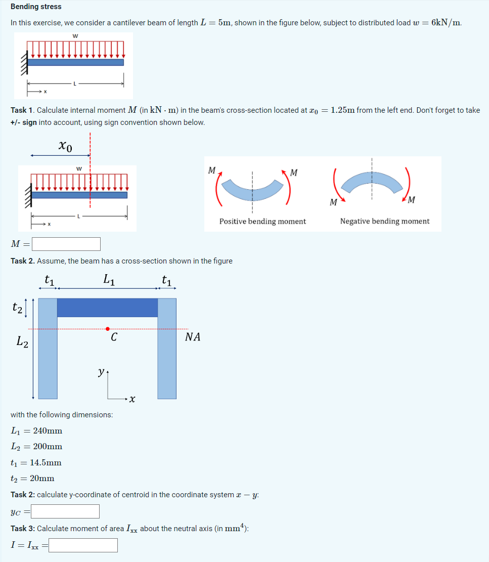 Solved Bending stress In this exercise, we consider a | Chegg.com