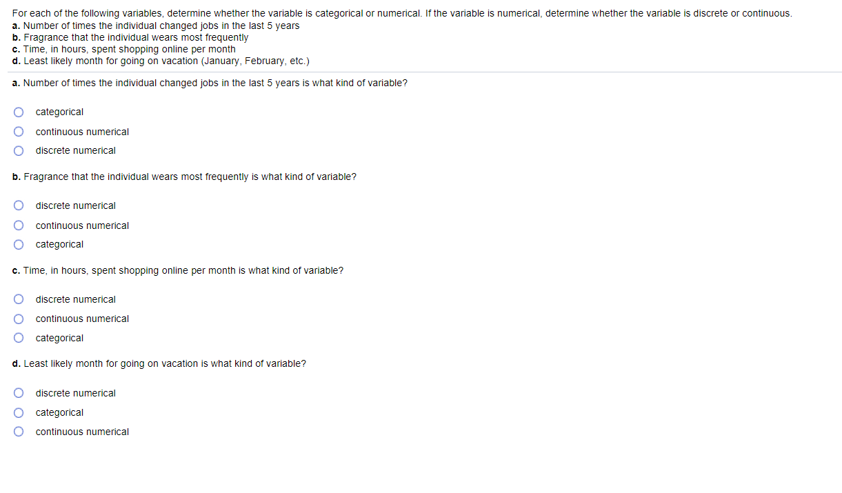 Solved For Each Of The Following Variables Determine