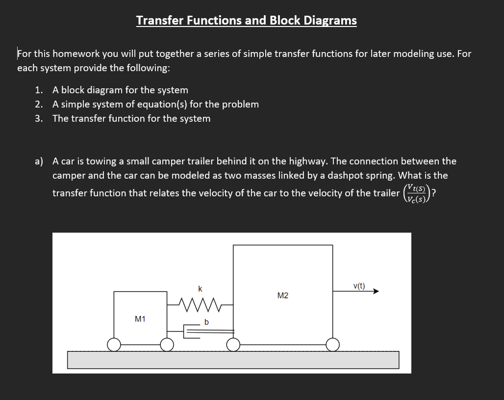 Solved Transfer Functions and Block Diagrams r this homework | Chegg.com