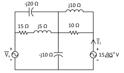 Solved -j20 Ω j10 Ω HE 15 Ω j5 Ω 10 Ω ΛΙ, -j10 Ω) 15/45°y | Chegg.com