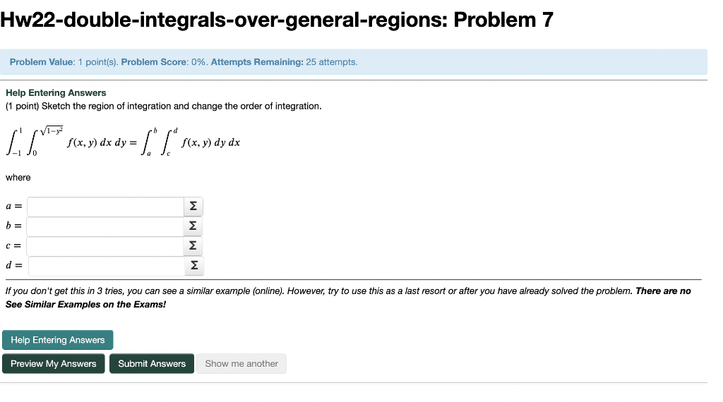 Solved Hw22-double-integrals-over-general-regions: Problem 7 | Chegg.com
