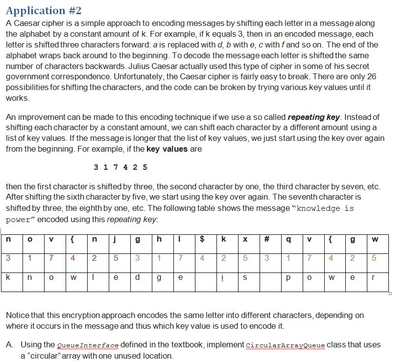Solved Application #2 A Caesar cipher is a simple approach | Chegg.com