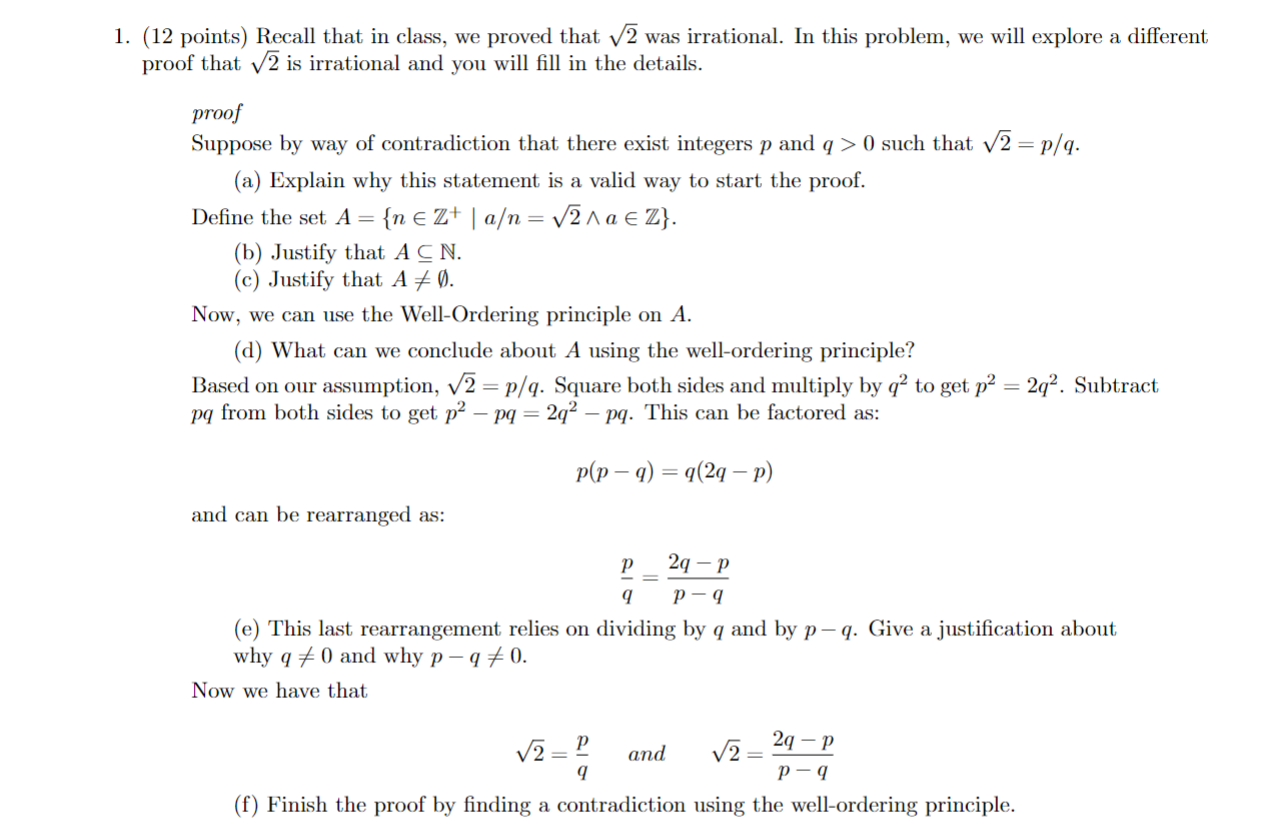 Solved (12 points) Recall that in class, we proved that 2 | Chegg.com