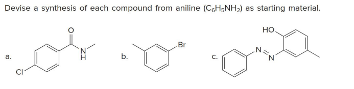 Solved Devise a synthesis of each compound from aniline | Chegg.com