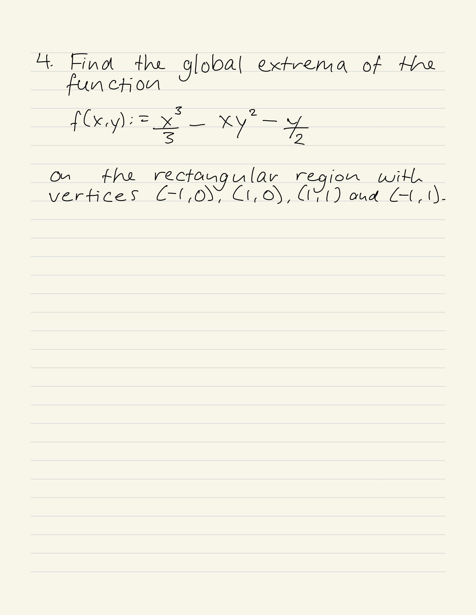 Solved 4. Find the global extrema of the function | Chegg.com