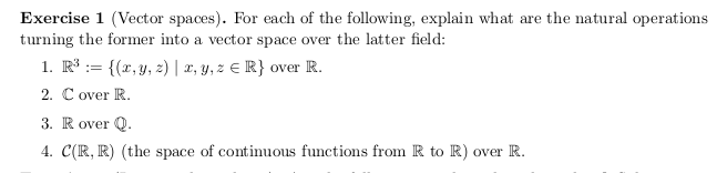 Solved Exercise 1 Vector Spaces For Each Of The Chegg