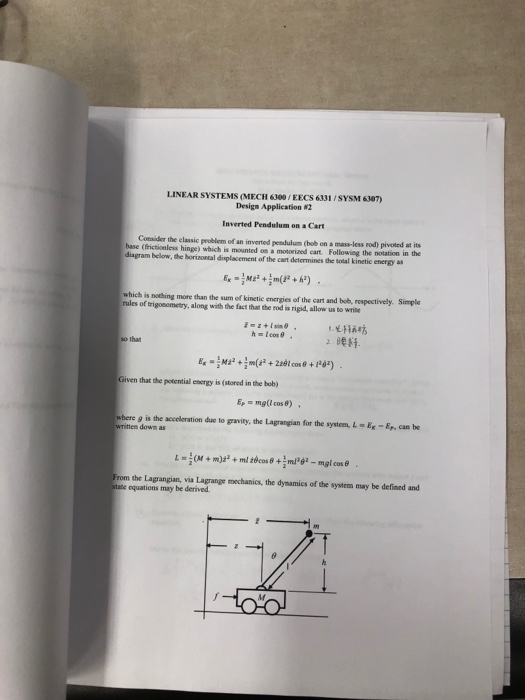 MECH 6300VEECS 6331/SYSM 6307 Linear Systems Design | Chegg.com