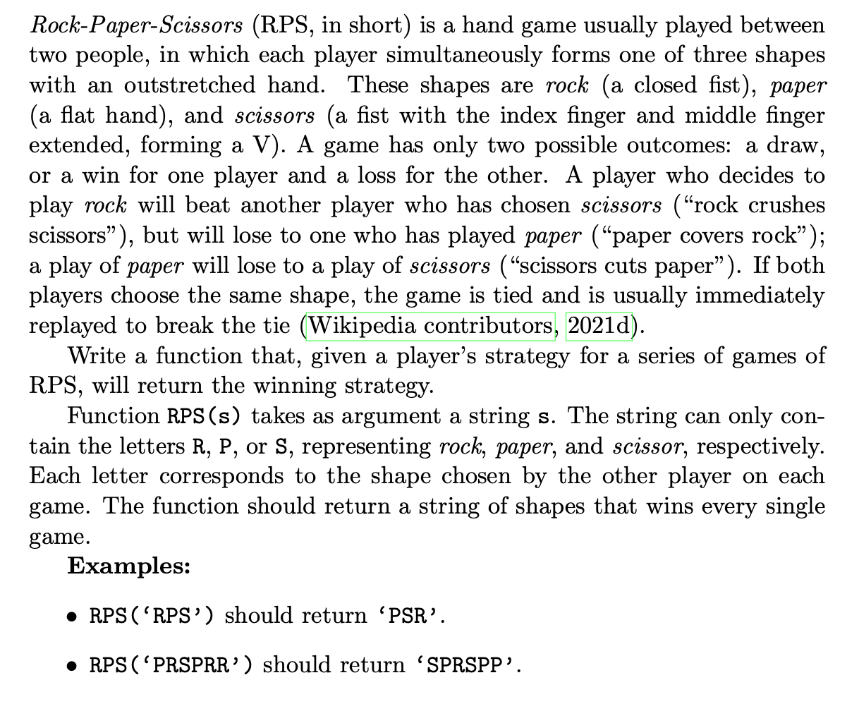 Solved a Rock-Paper-Scissors (RPS, in short) is a hand game | Chegg.com