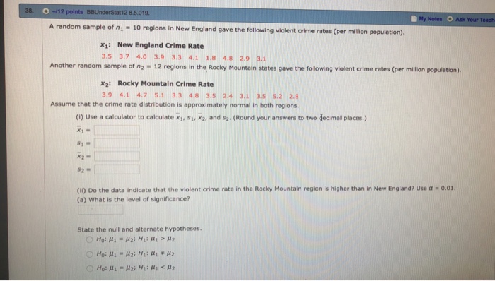 Solved 38 O-12 points B 12 8.5.019. My Notes Ask Your Teach | Chegg.com