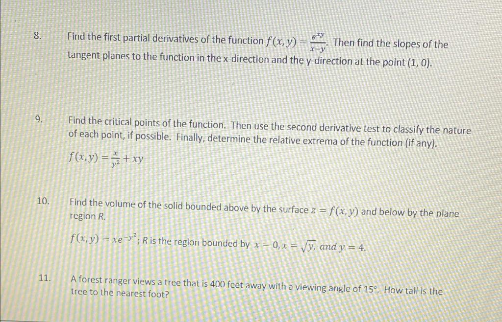 Solved 8. Find the first partial derivatives of the function | Chegg.com