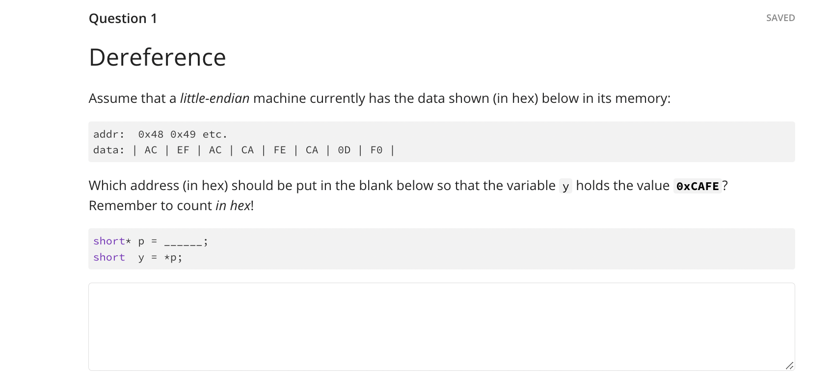 Solved Which address (in hex) should be put in the blank | Chegg.com